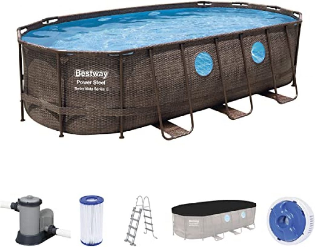 ️Bestway Power Steel™ Swim Vista Series™ Frame Pool, 549 x 274 x 122 cm, Komplett-Set mit ...